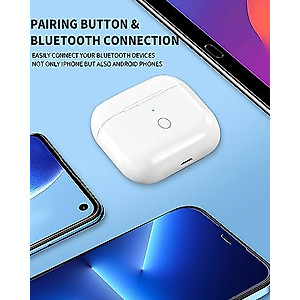 Wireless Charging Case Replacement Compatible with AirPod 3rd Generation, Air Pod 3 Charger Case with Bluetooth Pairing Sync Button Without Earbuds, White