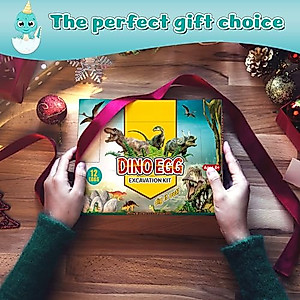 Dino Eggs Dig Kit, 12 Pack Dinosaur Eggs Excavation Set, Easter Gift Dinosaur Toys Science Experiments Kits with 12 Cards, Easter Basket Stuffers Toys for 3 4 5 6 7 8 9 10 11 Year Old Boys Girl