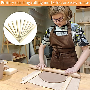 10Pcs Pottery Teaching Rolling Mud Stick Guide, Wooden Clay Rolling Pin for Clay Tools, Pottery Tools with Clay Slab Roller & Clay Guides Sticks, Ceramic Tools for Pottery Fixing Clay Thicknesses