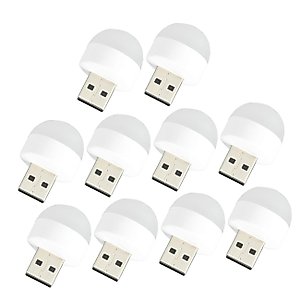 OFFSCH 10pcs Led Night Light Friday Night Lights Mini USB Night Lights Led Bulb Lights for Bedroom USB Night Lamp Toilet Night Light Wall White Portable Ambient Light Travel Pp Material