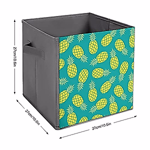 Tropical Pineapple Large Cubes Storage Bins Collapsible Canvas Storage Box Closet Organizers for Shelves