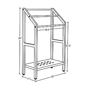 Asta Freestanding 3-Tier Towel Rack with Stainless Steel Towel Bars and Storage Shelf. Powder-Coated Metal Organizer with Adjustable TPR Levelers for Bath, Towels and Much More. B502 (Light Sage)
