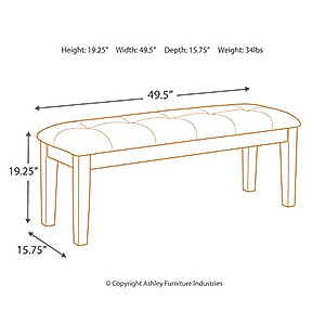 Signature Design by Ashley Haddigan Traditional Upholstered Dining Room Bench, Dark Brown