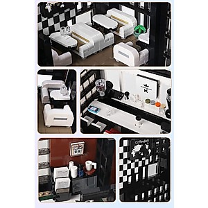 General Jim's Coffee House Modern Architecture Building Blocks Two Level City Modular MOC Bricks Toy Building Set with Light Effects Great Modular Build for Teens and Adults