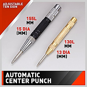 HORUSDY 2-Pack Super Strong 6" Automatic Centre Hole Punch, Adjustable Impact, Center Punch