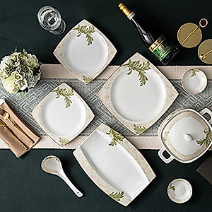 Porcelain Dinner Service,Stylish Ceramics Dinner Sets, Cereals Bowl & Soup Pot & Plate | 58 Pieces Bone China Dinnerware Set for Wedding Gifts and Family Gathering