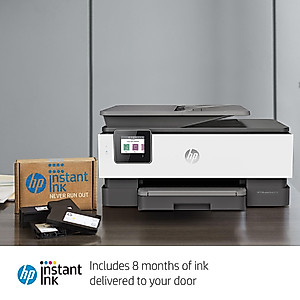 HP OfficeJet Pro 8035 All-in-One Wireless Printer - Includes 8 Months of Ink, HP Instant Ink, Works with Alexa - Basalt (5LJ23A)