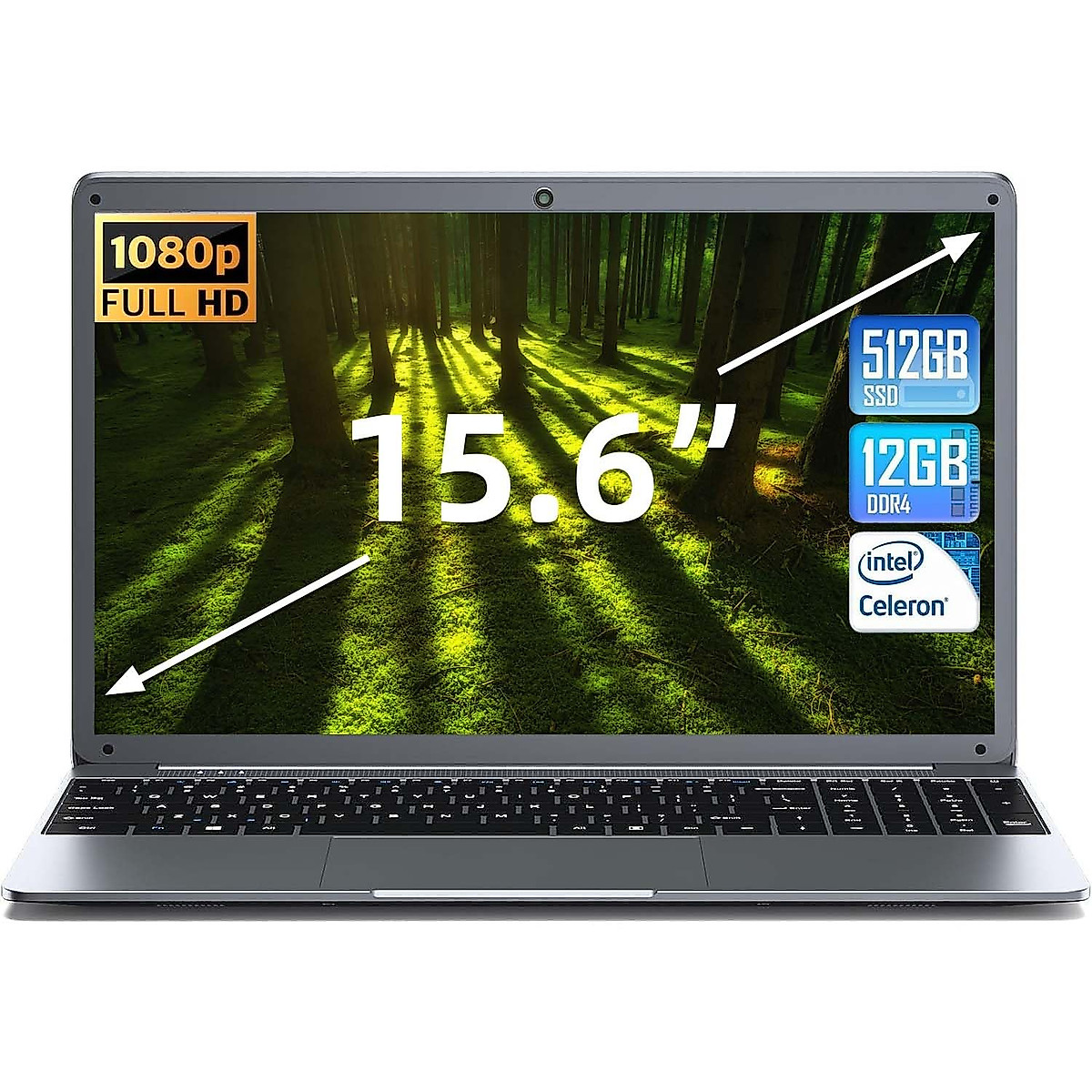 SGIN 15.6 Inch Laptop, Home 12GB DDR4 512GB SSD Laptops with Celeron N5095 Processor(Up to 2.9GHz), FHD 1920x1080, Webcam, Long Battery Life, WiFi, Bluetooth 4.2