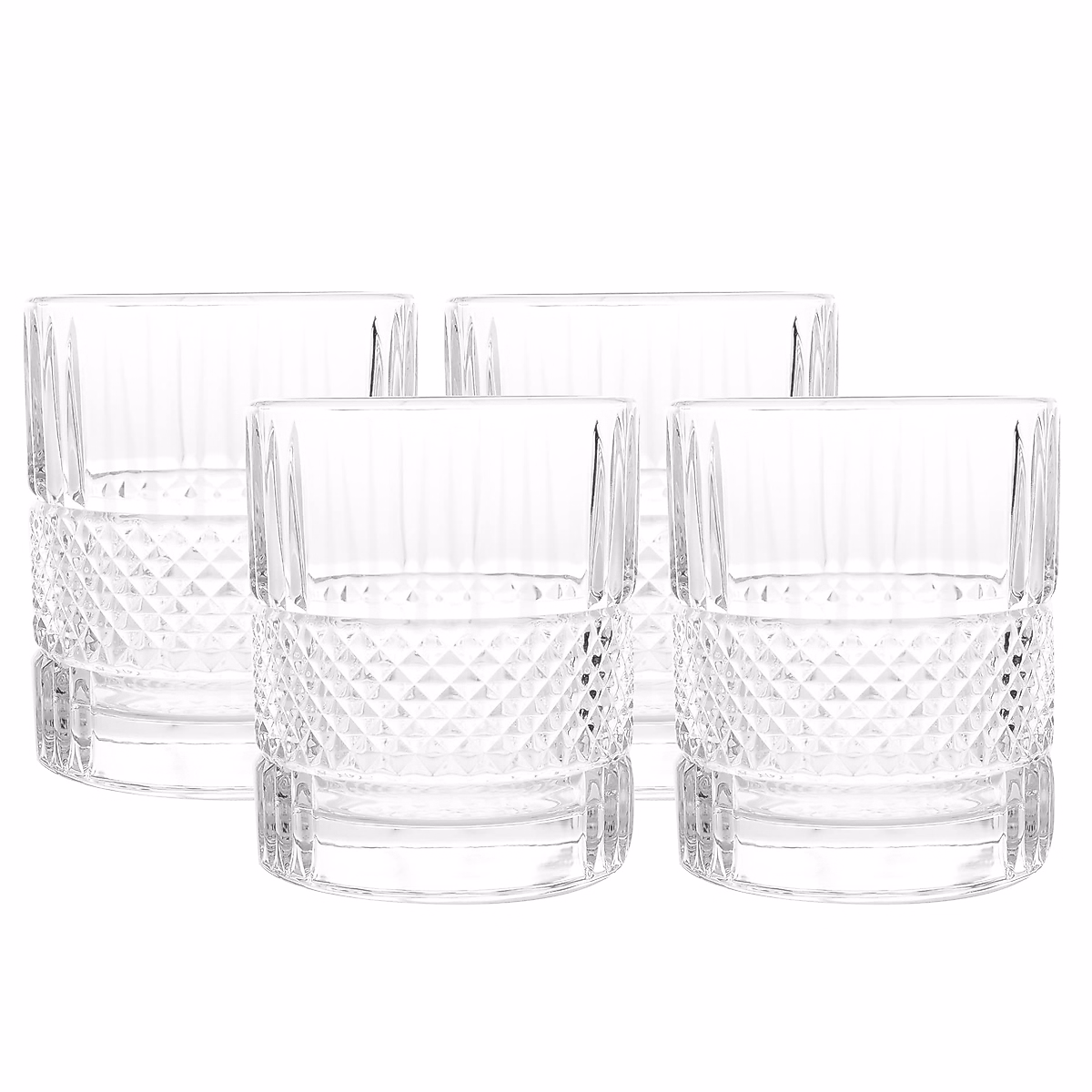 LEMONSODA Premium Double Rocks Vintage Whiskey Tumblers - Uniquely Designed Vintage Style Glass - Gifts for Whiskey Lovers/Men/Dads/Husbands (Set of 4)