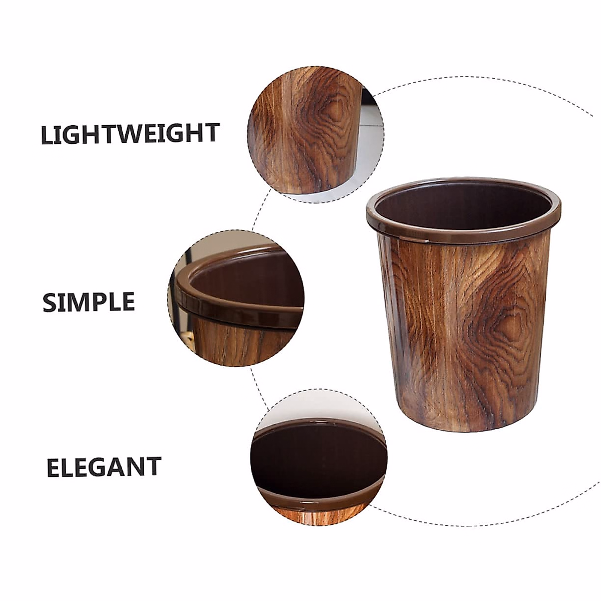 CHILDWEET Imitation Grain Trash Can with Pressing for Kitchen Home Office Decorative Garbage Container