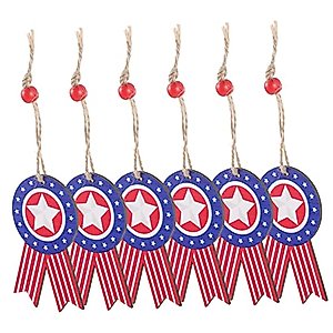 Hanging Wall Decor Outdoor Decor 6pcs Independence Day Pendant Medal at Home Wooden Front Door Decor