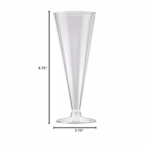 Restaurantware RW Base 6.5 Ounce Toasting Glasses 20 Disposable Champagne Flutes - With A Removal Base Premium Clear Plastic Cocktail Glasses Serve Sparkling Wine For Parties