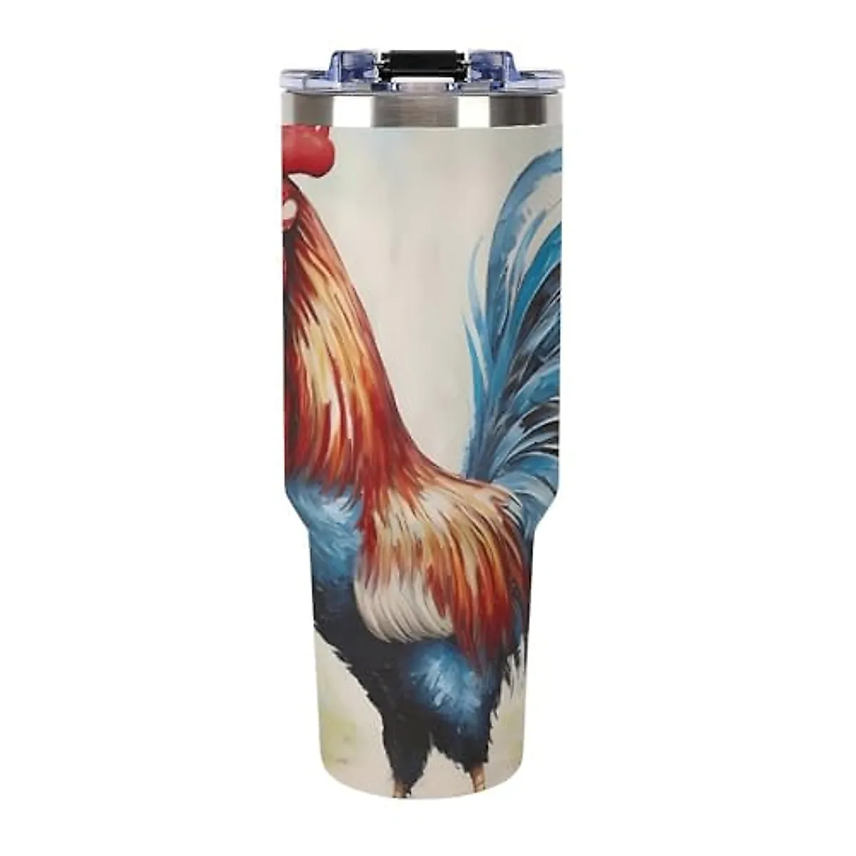 Rooster Picture 40 Oz Stainless Steel Cup Travel Tumbler with Handle and Straw Lightweight Coffee Mug for Home Office