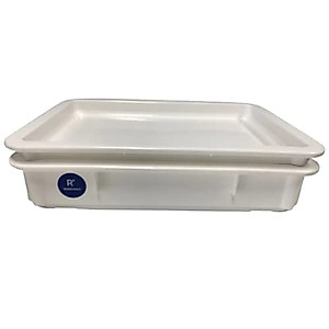 White Dough Proofing Tray Box Starter Kit (13 x 18 x 8 inch) Stackable 2 Trays and 1 Cover with Dough Cake Scraper for Pizza Bread Making Lover