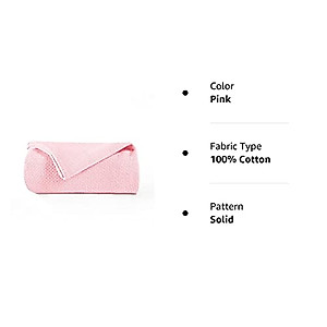 BOUTIQUO 100% Cotton Bed Blanket, Breathable Thermal Blanket Full - Queen Size, Soft Honeycomb Waffle Blanket 90"x90", Cotton Bed Blanket, Perfect for Layering Any Bed for All Season, Pink