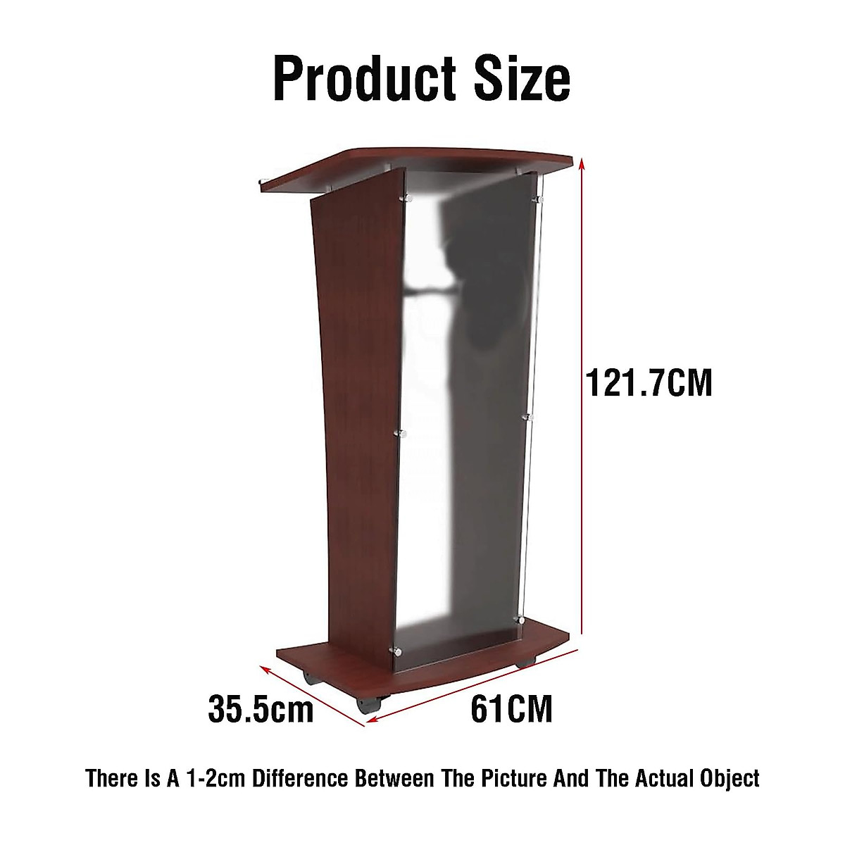 Large Podium Wooden Pulpits with Open Storage Shelves and Casters Lecterns Floor-Standing Presentation Stand Speaking Lectern