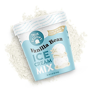 True Scoops 6-Pack Vanilla Bean Ice Cream Mix. Add One Ingredient - Half & Half! Makes 1 Pint of Premium, Homemade Ice Cream With An Electric Mixer. Made With Real Vanilla Beans. Gluten-Free, Peanut-Free, and Kosher. (141g ea)