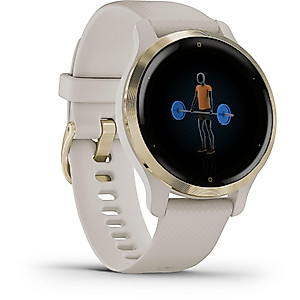 Garmin Venu 2S, Smaller-Sized GPS Smartwatch with Advanced Health Monitoring and Fitness Features, Light Gold Bezel with Tan Case and Silicone Band, (010-02429-01) (Renewed)