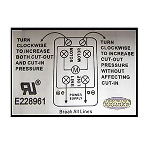 Lefoo Pressure Switch Control 90-125psi 4 Port Heavy Duty 26 Amp for Air Compressor LF10A-4H-1-NPT1/4-90-125