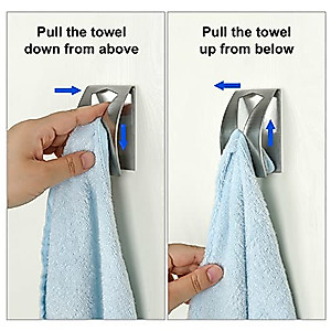 Waldd 3 Pieces Self Adhesive Towel Hook Holder Grabber Kitchen Dish Towel Hook Wall Mount Non-Drilling Towel Hangers Rack Hand Towel Hook Tea Towel Holders for Bathroom Kitchen