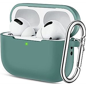 IMIVIO Airpods Pro 2 Case Cover 2022/AirPods Pro Case 2019, Silicone Protective Charging Case Skin Compatible Apple Airpods Pro 2nd/1st Generation Case with Keychain, Front LED Visible (Pine Green)
