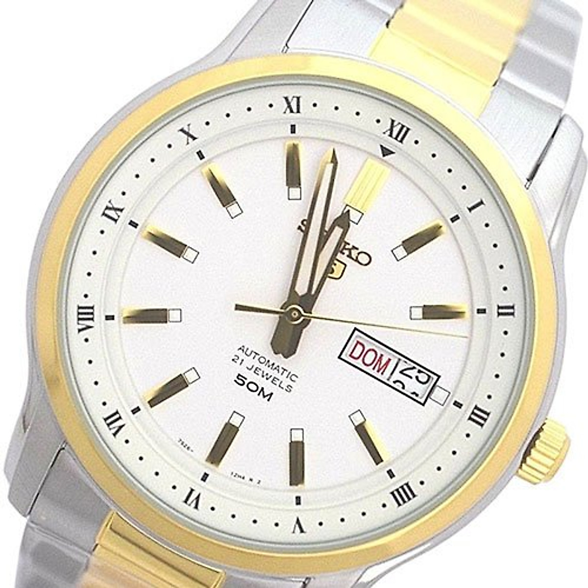 SEIKO Series 5 Automatic White Dial Two-Tone Men's Watch SNKP14K1S