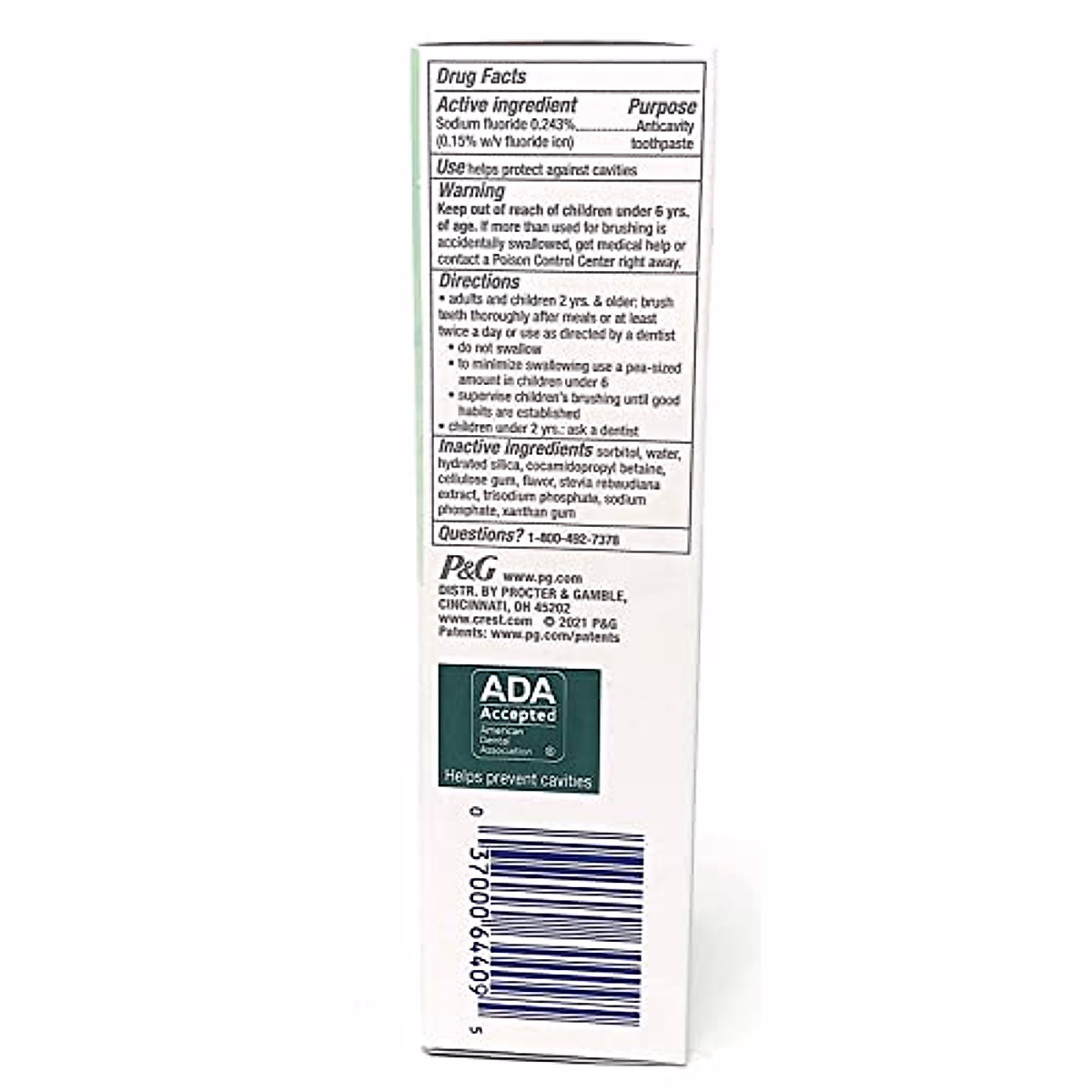 Crest Pure All Around Clean Fluoride Anticavity Toothpaste, Made Without Artificial Colors, Flavors, or Sweeteners - Natural Mint 4.1 oz (Pack of 3)