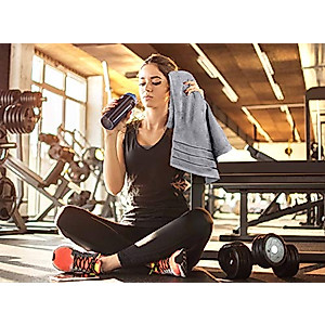 Utopia Towels 8-Piece Luxury Towel Set, 2 Bath Towels, 2 Hand Towels, and 4 Wash Cloths, 600 GSM 100% Ring Spun Cotton Highly Absorbent Viscose Stripe Towels Ideal for Everyday use (Cool Grey)