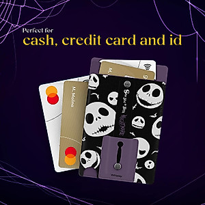 iJoy Disney Tim Burton’s The Nightmare Before Christmas Phone Wallet Stick On- Adhesive Cell Phone Wallet Card Holder with Finger Strap and Kickstand - Jack Skellington Gifts