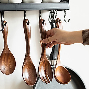 Hemoton Griddle 2pcs Wooden Salad Spoon Household Tablespoon Kitchen Utensils