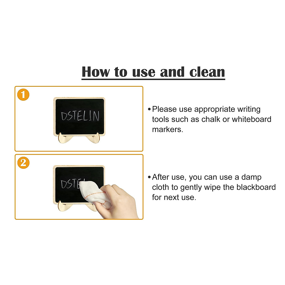 20 Pack Wood Mini Chalkboards Signs with Support Easels, Place Cards, Small Rectangle Chalkboards Blackboard for Weddings, Birthday Parties, Message Board Signs and Event Decorations