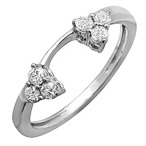 Dazzlingrock Collection 0.30 Carat (Cttw) 14K Round Diamond Women Anniversary Ring Guard 1/3 CT, White Gold, Size 5.5