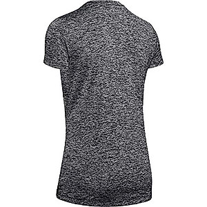 Under Armour Women's Tech V-Neck Twist Short-Sleeve T-Shirt , Black (001)/Metallic Silver , Small