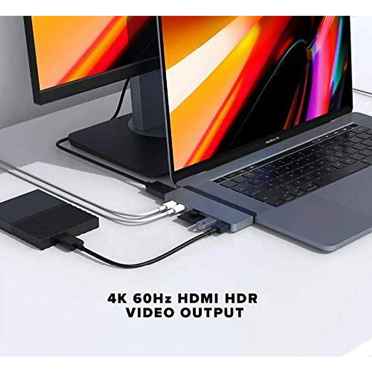 Hyper - New HyperDrive Duo 7-in-2 Hub - USB-C for MacBook Pro/Air - HDMI 4K60Hz HDR, USB-C 40Gbps 100W PD, USB-C 5Gbps 60W PD, MicroSD/SD 3.0 UHS-I 104MB/s, 2 x USB-A 5Gbps - Space Gray