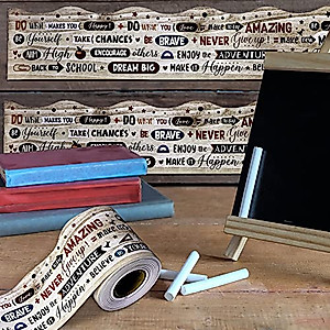 2.5 ft Motivational Classroom Bulletin Board Border Inspirational Quote Border Trim Greenery Scalloped Border Back to School Borders for Board Chalkboard (Rustic Style)