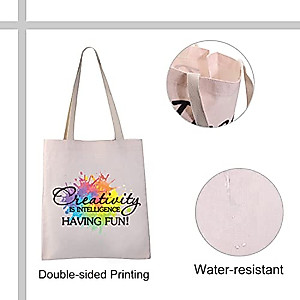 VAMSII Artist Tote Bag Painter Gift Bag Creativity is Intelligence Having Fun Art Teacher Gifts Art Student Gifts Artist Supply Bag (Creativity is intelligence having fun)