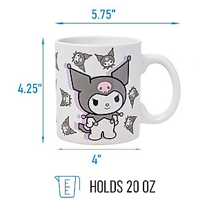 Silver Buffalo Sanrio Hello Kitty and Friends Kuromi Poses Ceramic Mug, 20 Ounces