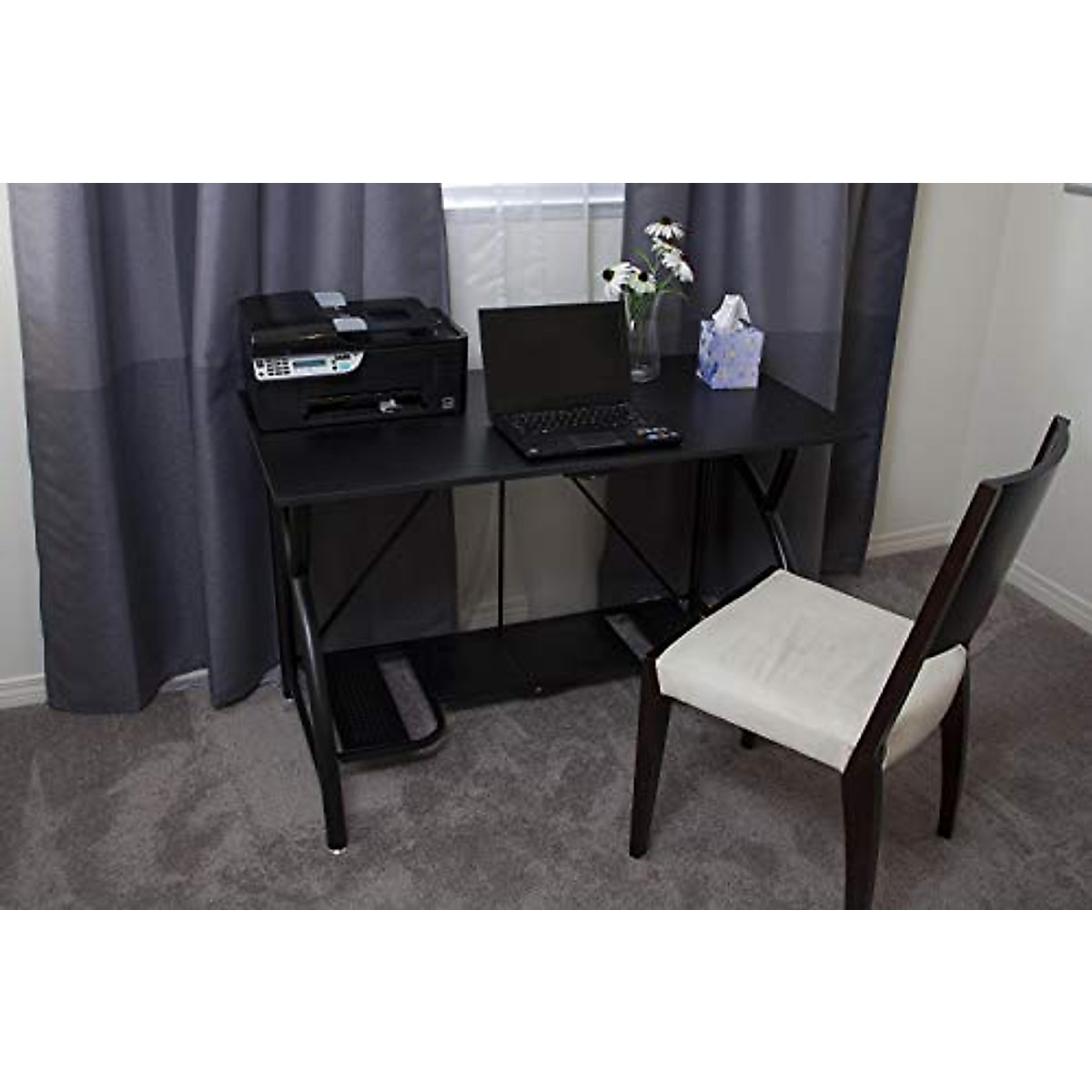 Origami Folding Computer Desk for Office Study Students Bedroom Home Gaming and Craft | Space Saving Foldable Design, Fits Dual Monitors and Laptop, Collapsible, No Assembly Required | Black, Large (RDE-01)