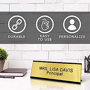 Name Plates for desks - Office Desk Name Plate Personalized with Desk or Wall Holder Customized Engraving 2x8