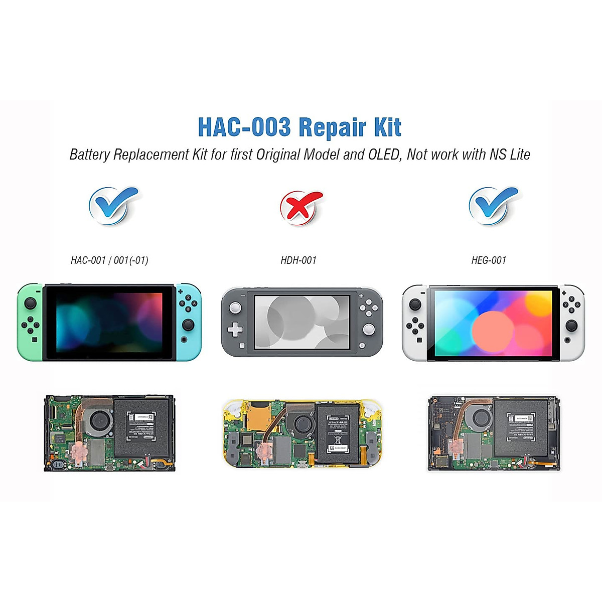 ElecGear 1 x Replacement Battery for Nintendo Switch Console, HAC-003 Internal Rechargeable Li-ion Battery for Switch HAC-001, 3.7V 4310mAh 16.0Wh with Repair Tool Kit