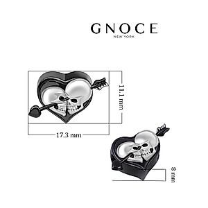 GNOCE Skull Lover Heart Charm Bead Sterling Silver Arrow through The Heart Skull Charm Bead Fit Bracelet/Necklace Jewelry Gift for Women Men (Style-1)