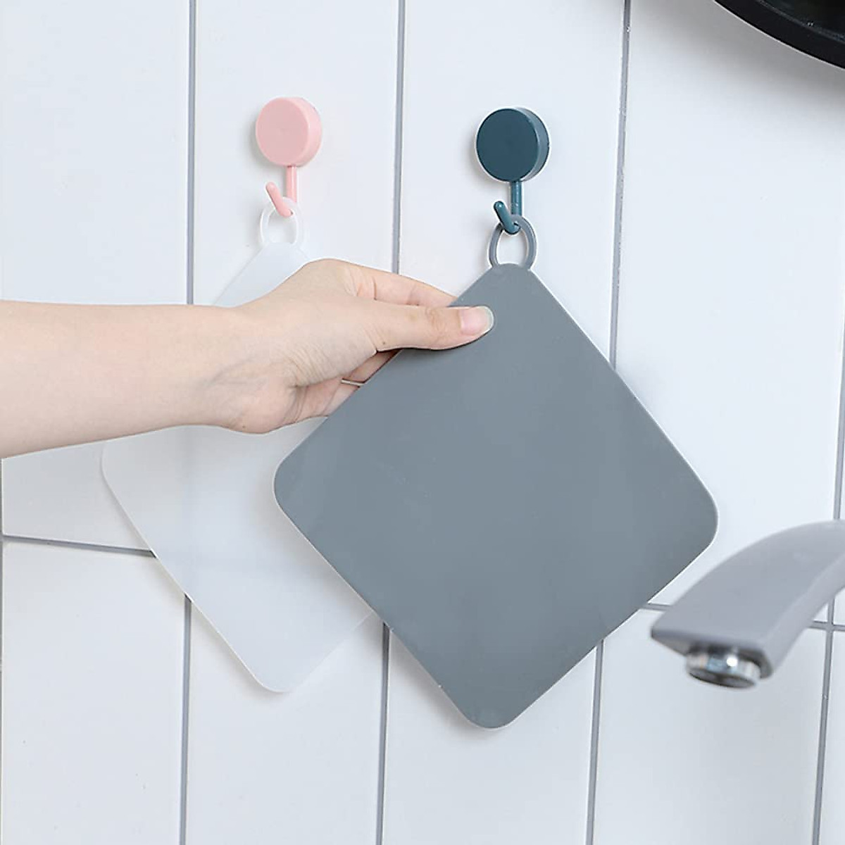 BESPORTBLE Bathtub Drain Plug 2pcs Tub Stoppers Silicone Floor Drain Anti- Odor Mat Square Drain Plugs Sewer Cover Bathtub Hair Stopper for Kitchen Bathroom Toilet 12cm Grey Tub Drain Stopper