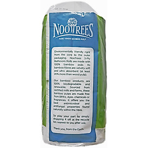 NooTrees Bamboo Toilet Tissue, Tree Free, Biodegradable, Sustainable, Renewable and FSC Certified 3-ply Toilet Paper 300 Sheets, 4 Rolls, 1-Pack