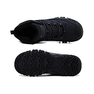 ASTERO Men Hiking Boot Warm Ankle Booties Non-slip Winter Shoes Snow Footwear for Male Climbing Trekking(Blue, Size 8.5)