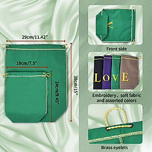 QitengBaPa 8 Pcs Gift Bags Drawstring for Christmas, Weddings, Baby Shower, Birthday Cloth Gift Bag Drawstring with Embroidered (15” Large/ 9.45” Small)