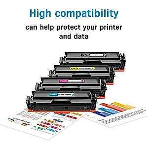 WISETA 414A Toner (with Chip) Toner Replacement for HP 414A 414X W2020A Compatible with HP Color Pro MFP M479fdw M454dw M454dn M479fdn Printer(4 Pack)