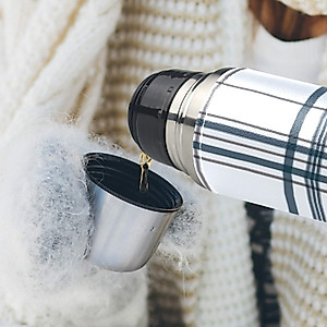 Stainless Steel Leather Vacuum Insulated Mug Thick Lines Thermos Water Bottle For Hot And Cold Drinks Kids Adults 16 Oz