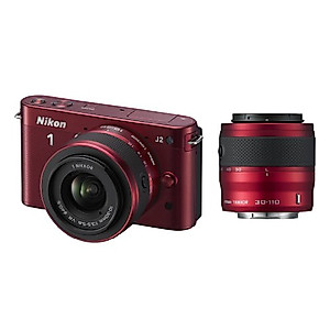 Nikon 1 J2 Compact System Camera with 10-30mm and 30-110mm Double Lens Kit - Red (10.1MP) 3 inch LCD