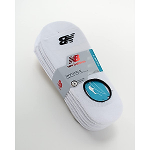 New Balance Women's Invisible No Show Non-Slip Liner Socks (6 Pack), Size 4-10, Solid White