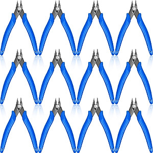 12 Pcs Flush Cutter Pliers Wire Cutters 4.92 Inch Diagonal Cutters Carbon Steel Cutting Pliers Wire Clippers Nippers for Electronic Wire Soft Copper Jewelry Making Screws Crafting DIY Projects (Blue)